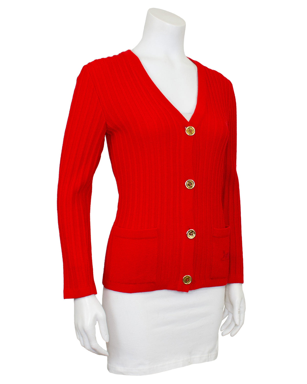 Red Wool Knit Cardigan with Chains – Vintage Couture