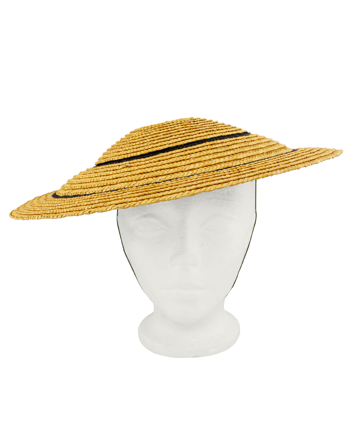 Flat Straw Chapeau with Stripes – Vintage Couture
