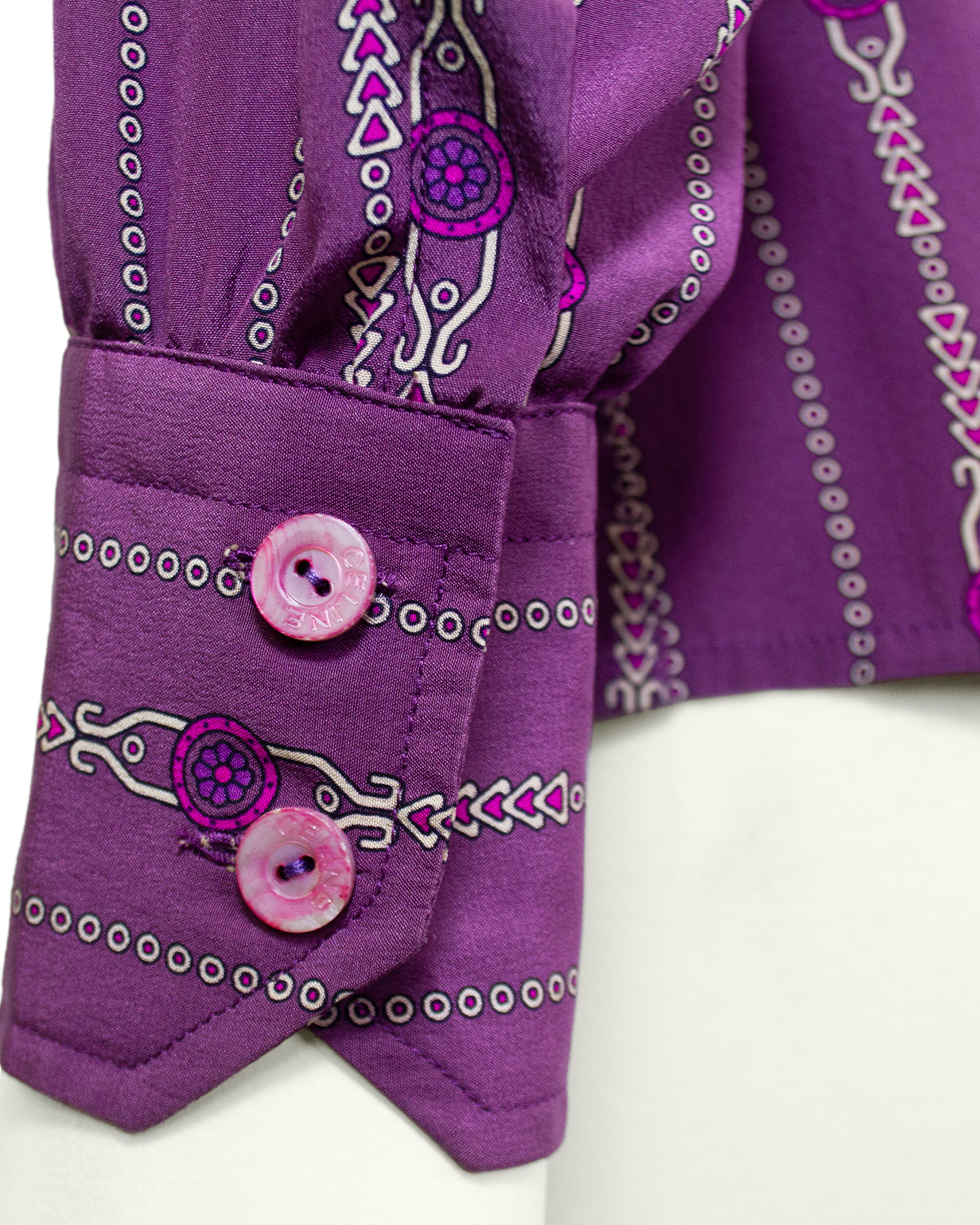 Purple Silk Blouse with Chainlink Pattern – Vintage Couture