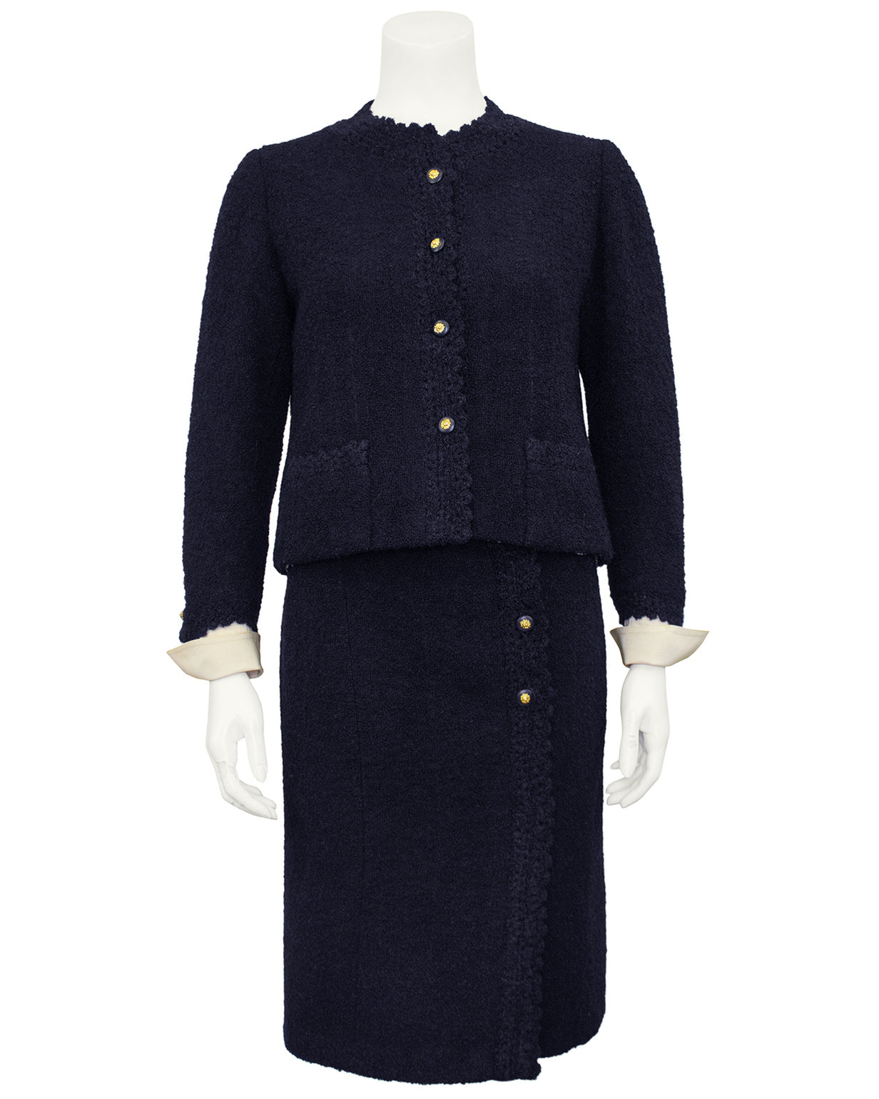 Navy Blue Boucle Suit Made for Kitty D'Alessio – Vintage Couture