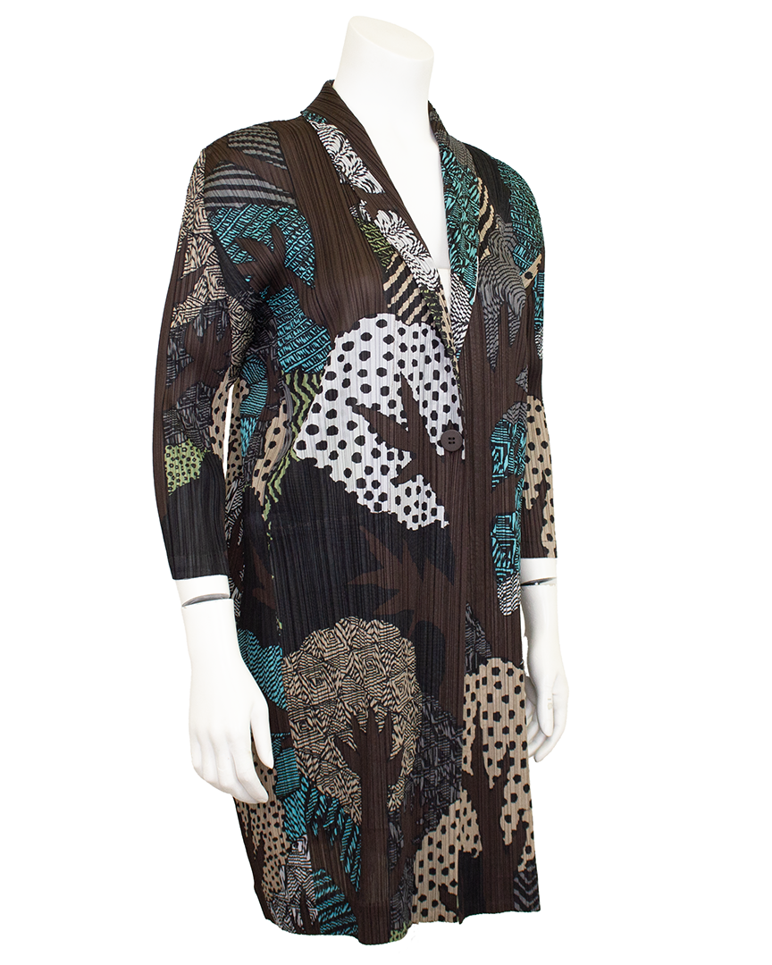 Brown Forest Woods Pleats Please Long Cardigan/Coat – Vintage Couture