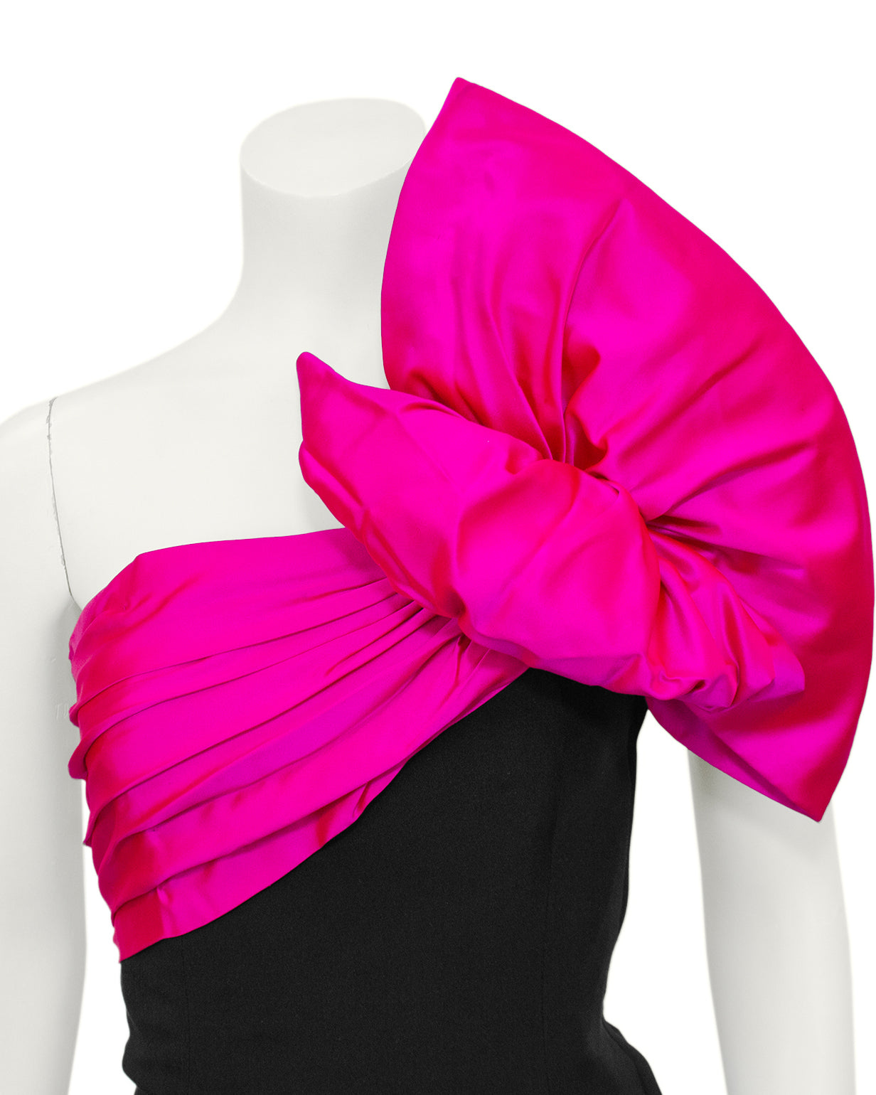 Black Gown with Large Pink Bow – Vintage Couture