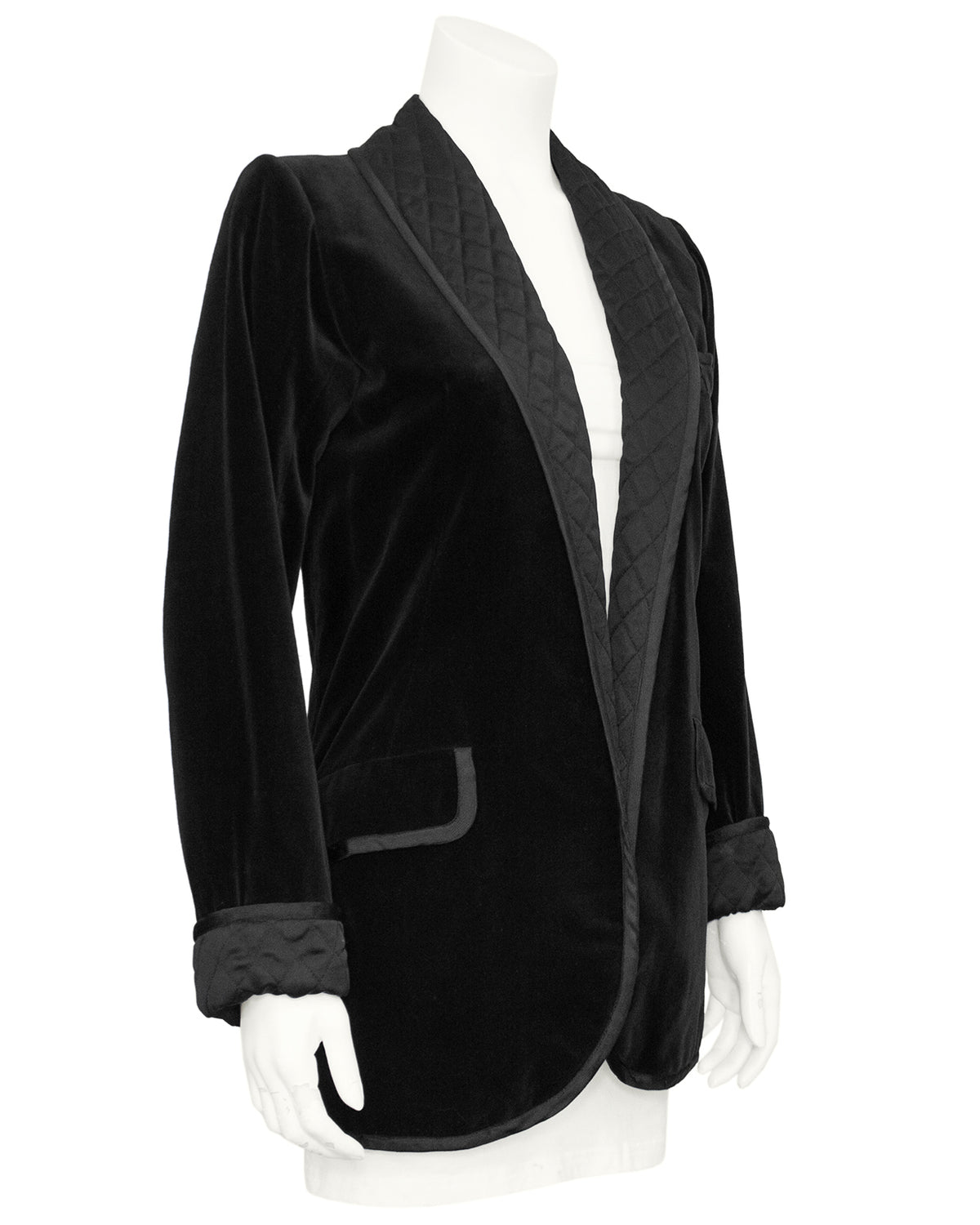 Black Velvet and Quilted Smoking Jacket – Vintage Couture