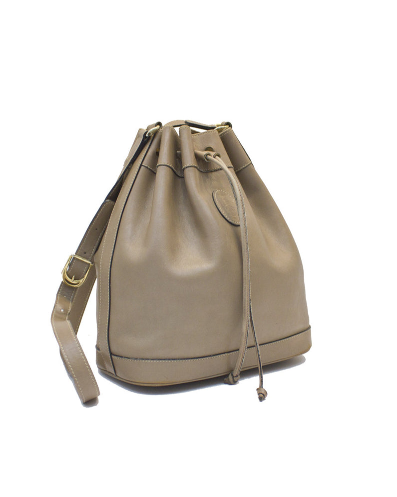 Taupe leather drawstring bag – Vintage Couture