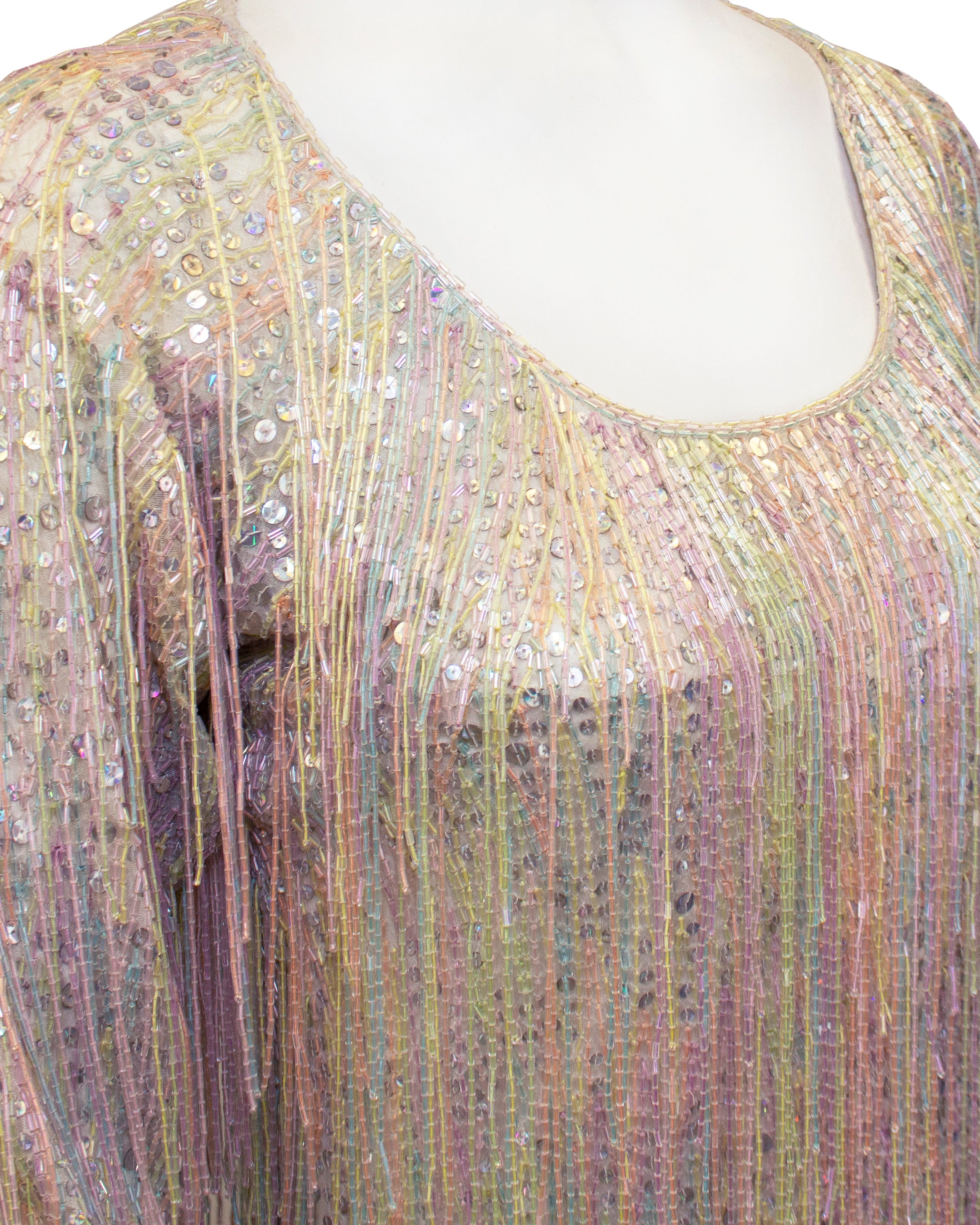 Sequin and Beaded Fringe Top – Vintage Couture