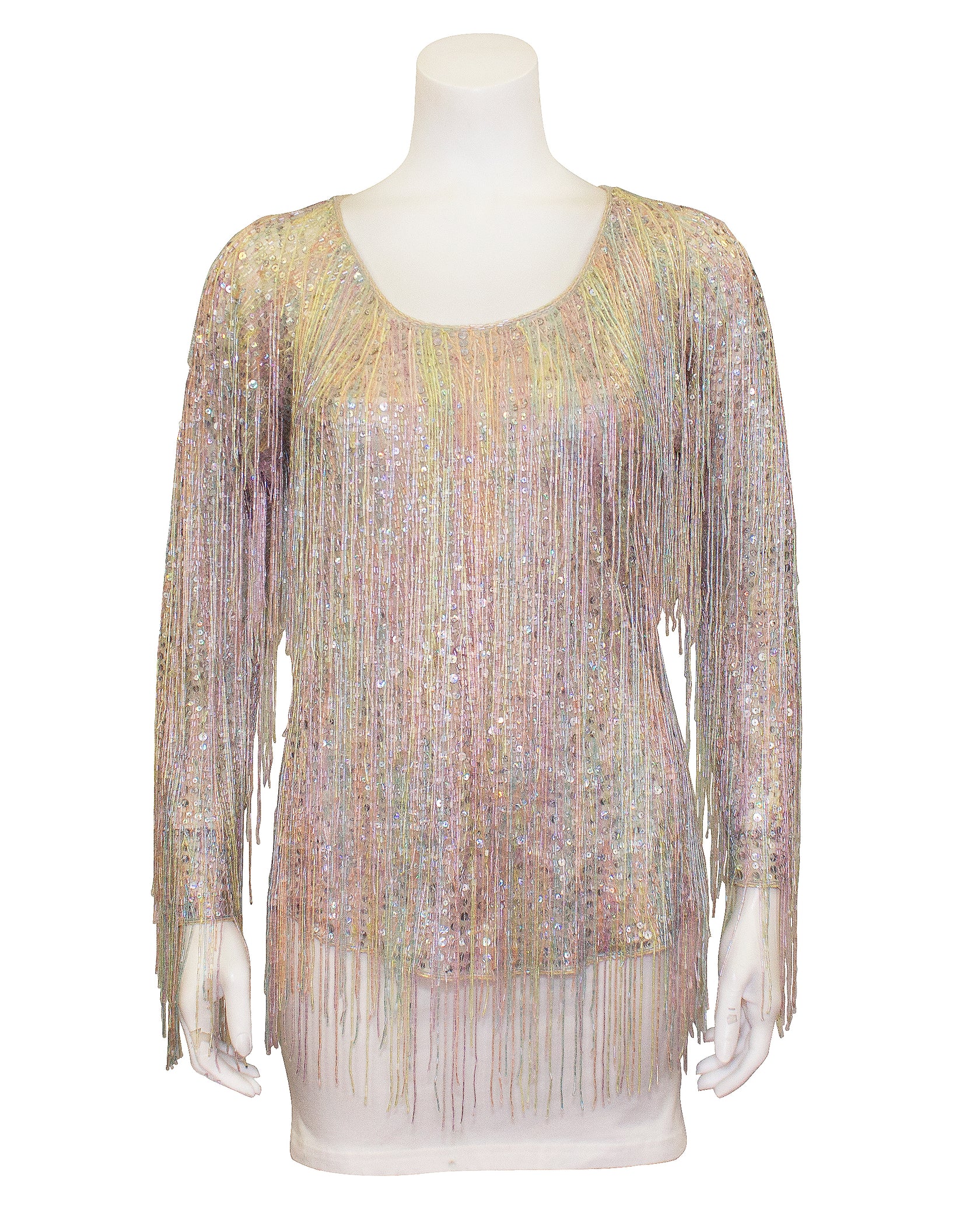Sequin and Beaded Fringe Top – Vintage Couture