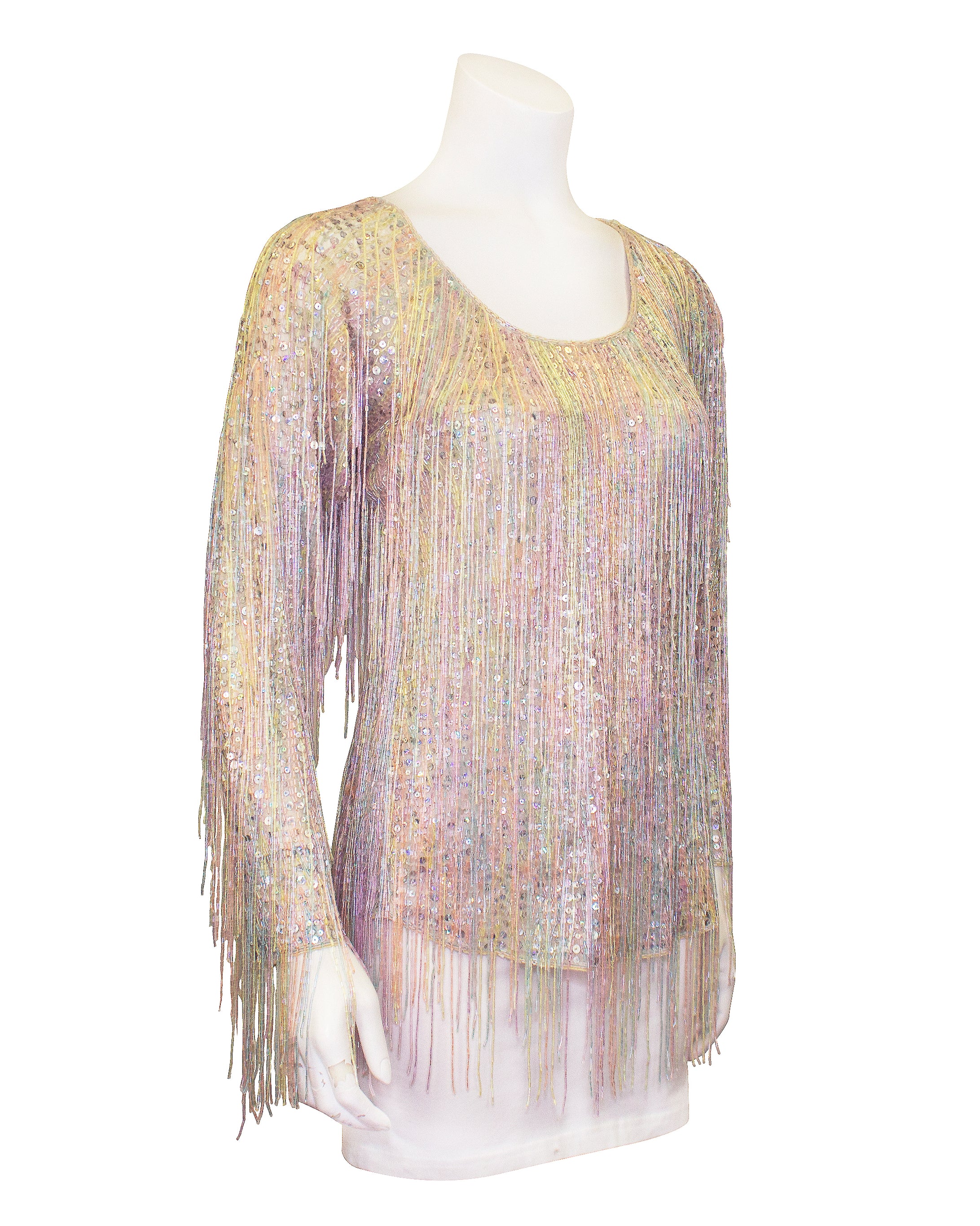 Sequin and Beaded Fringe Top – Vintage Couture