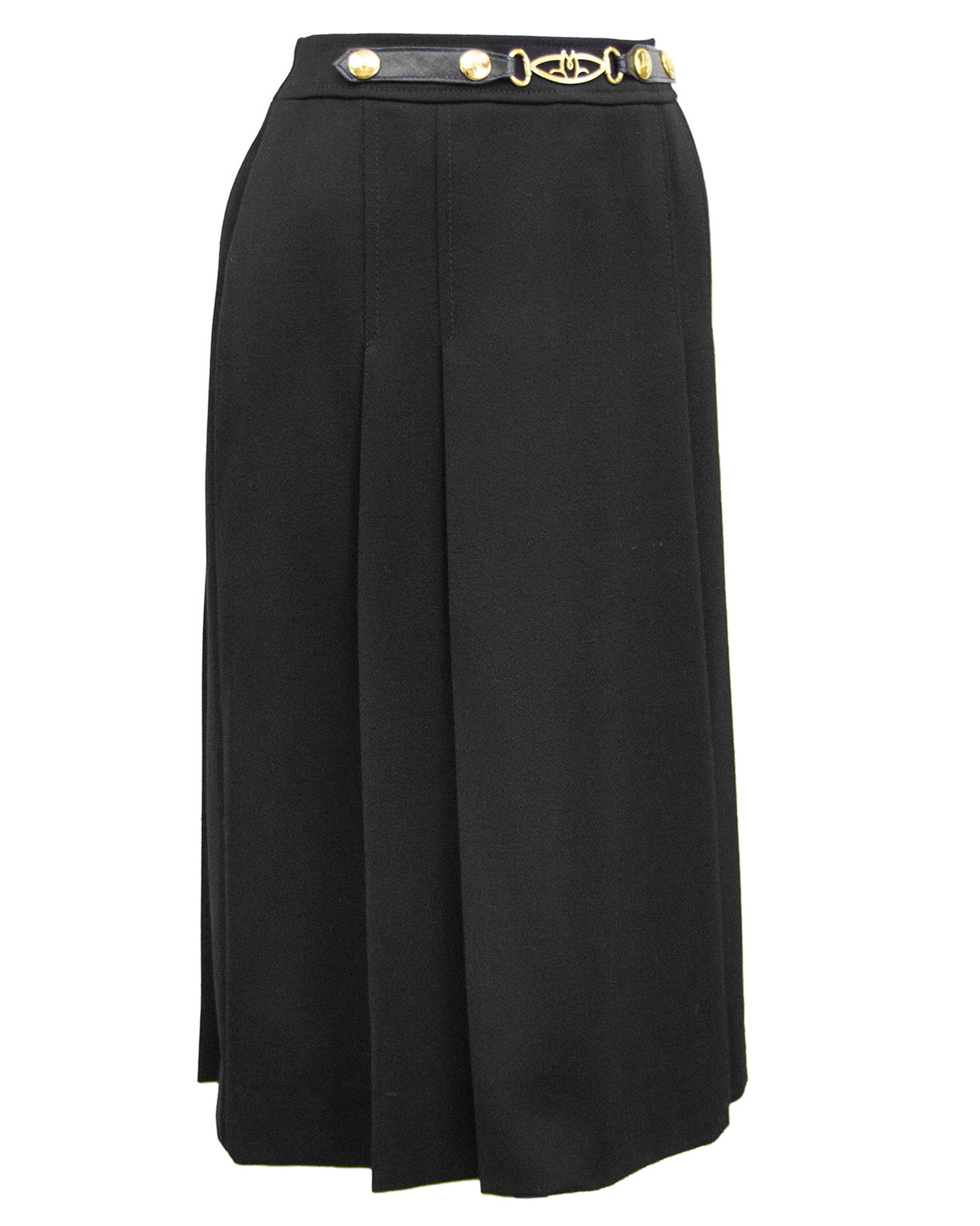Black Wool Gabardine Pleated Skirt – Vintage Couture