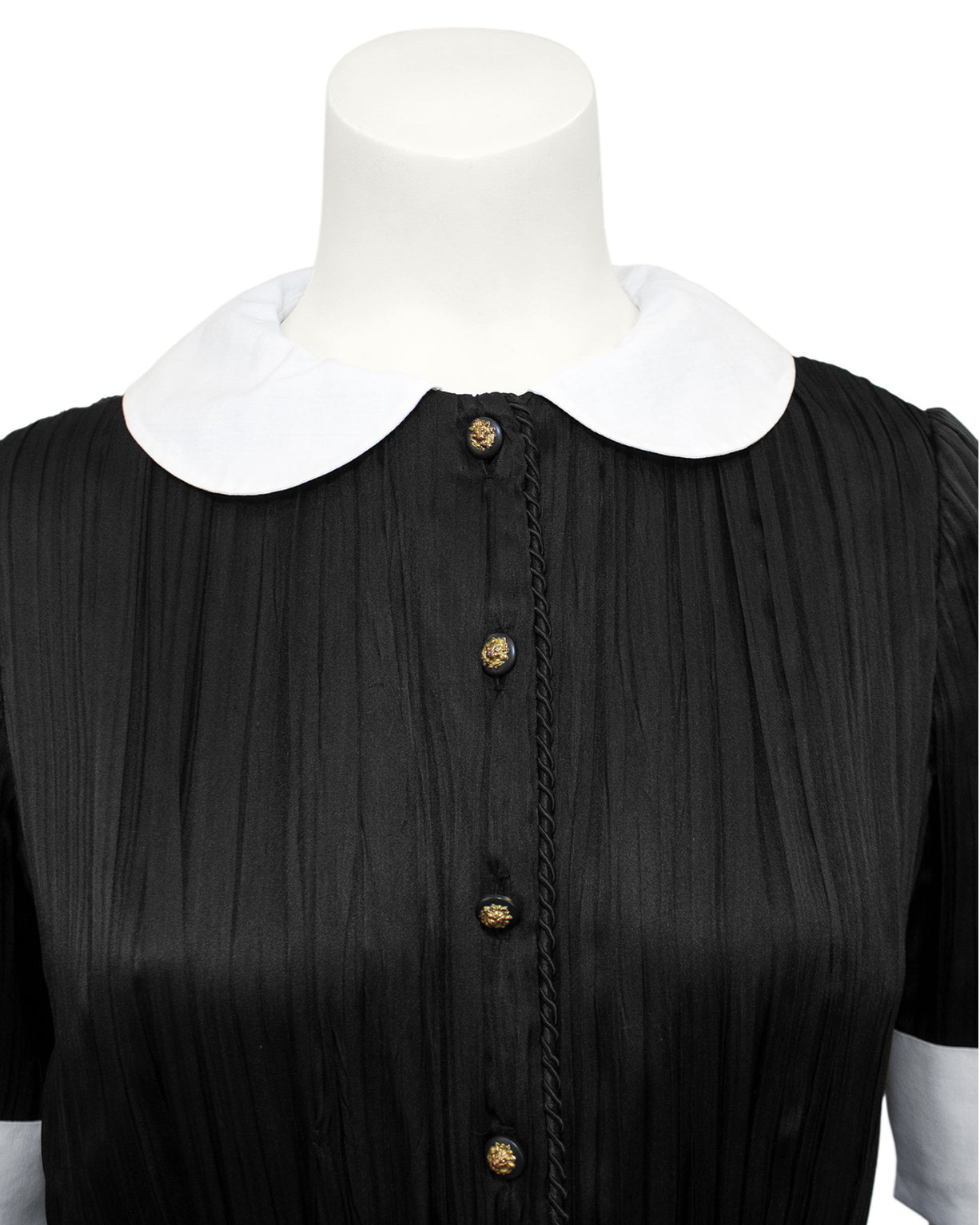 Black Silk Micro Pleated Shirt Dress – Vintage Couture