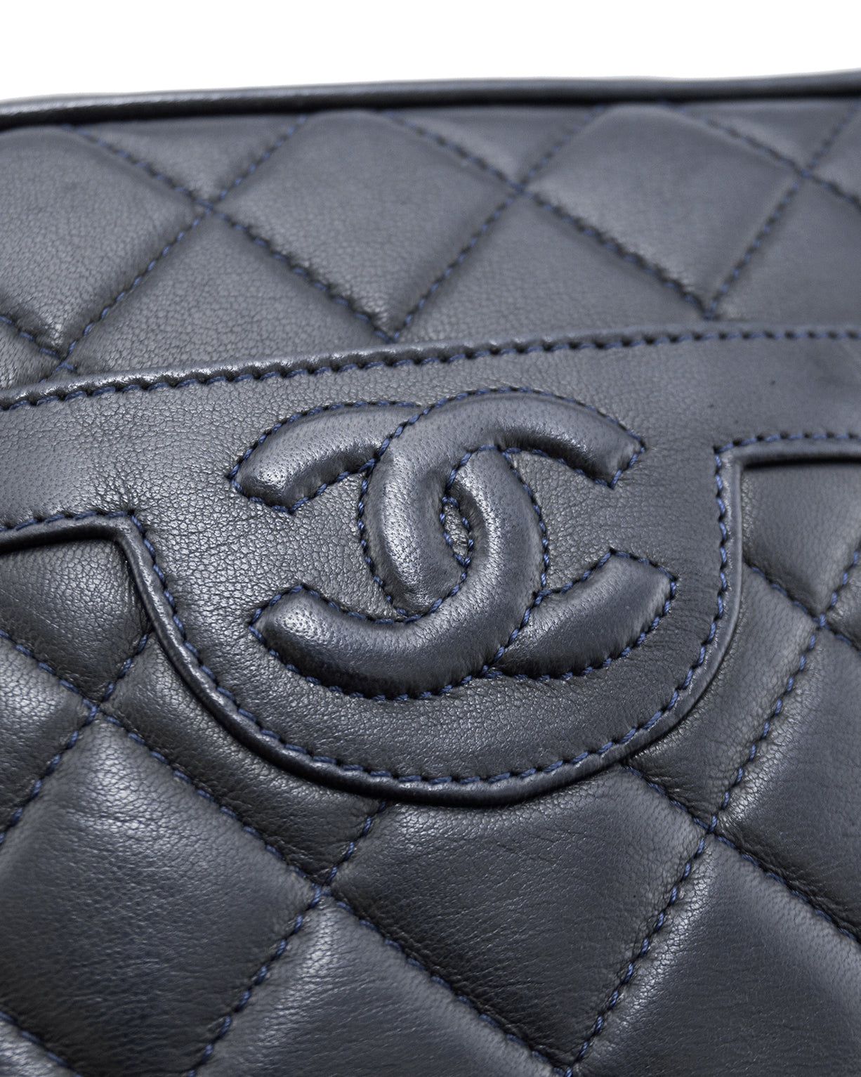 Navy Blue Quilted Leather Large Camera Bag – Vintage Couture