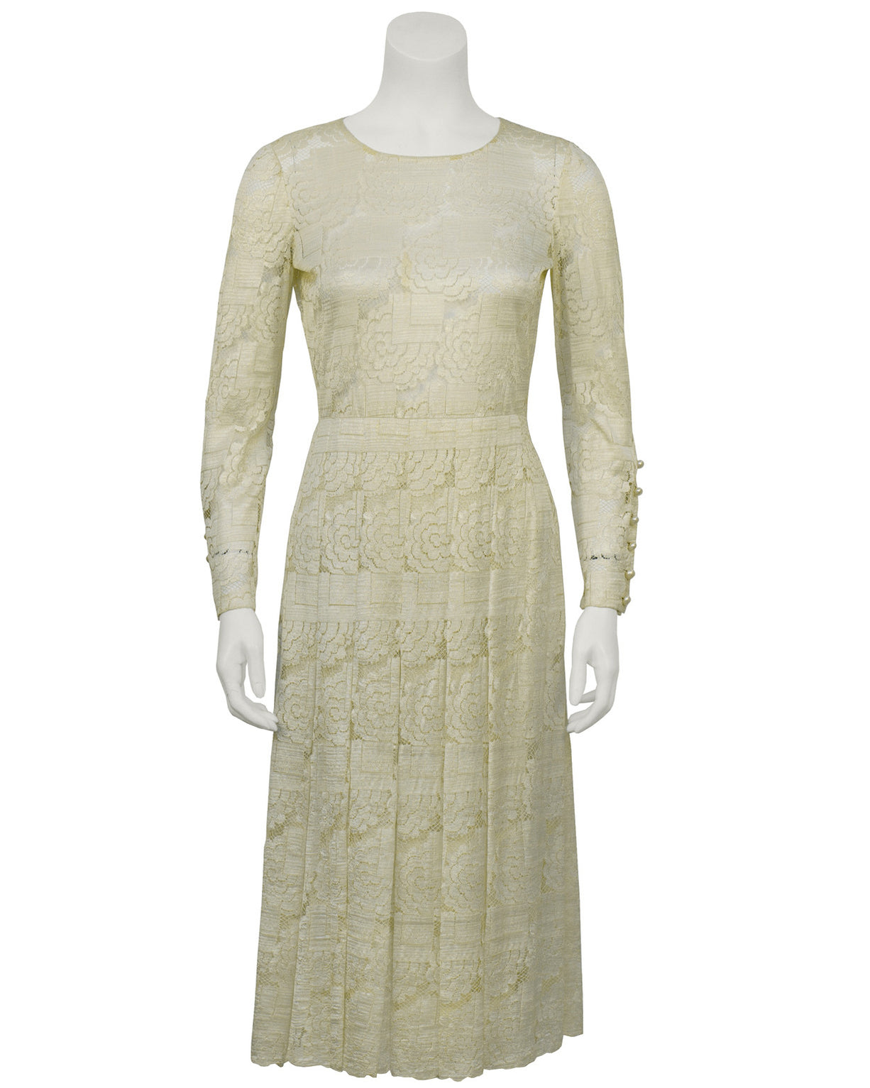 Cream Lace Tea Length Dress – Vintage Couture
