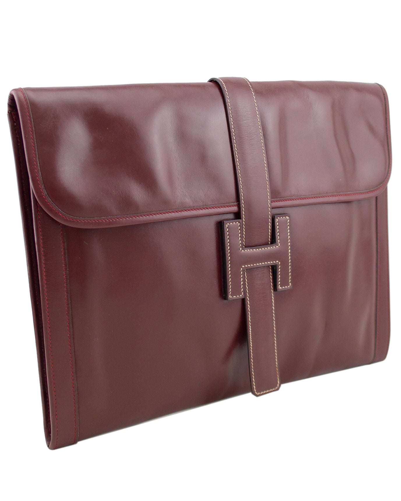 Hermés Maroon Leather 1975 Jige Clutch – Vintage Couture