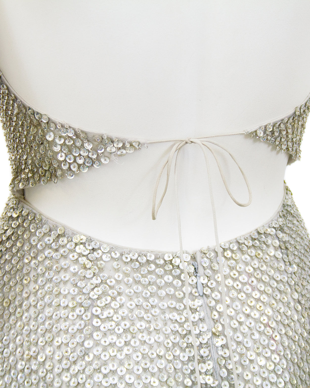 Silver Sequin Halter Gown – Vintage Couture