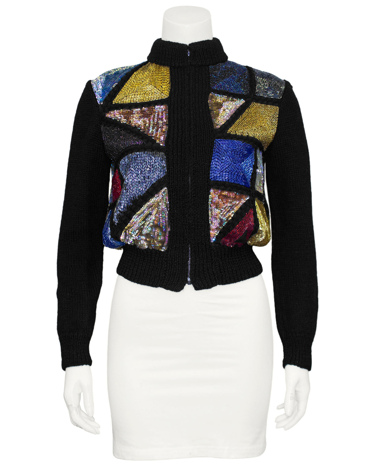 Multi Colour Sequin Stained Glass Window Patchwork Sweater – Vintage ...