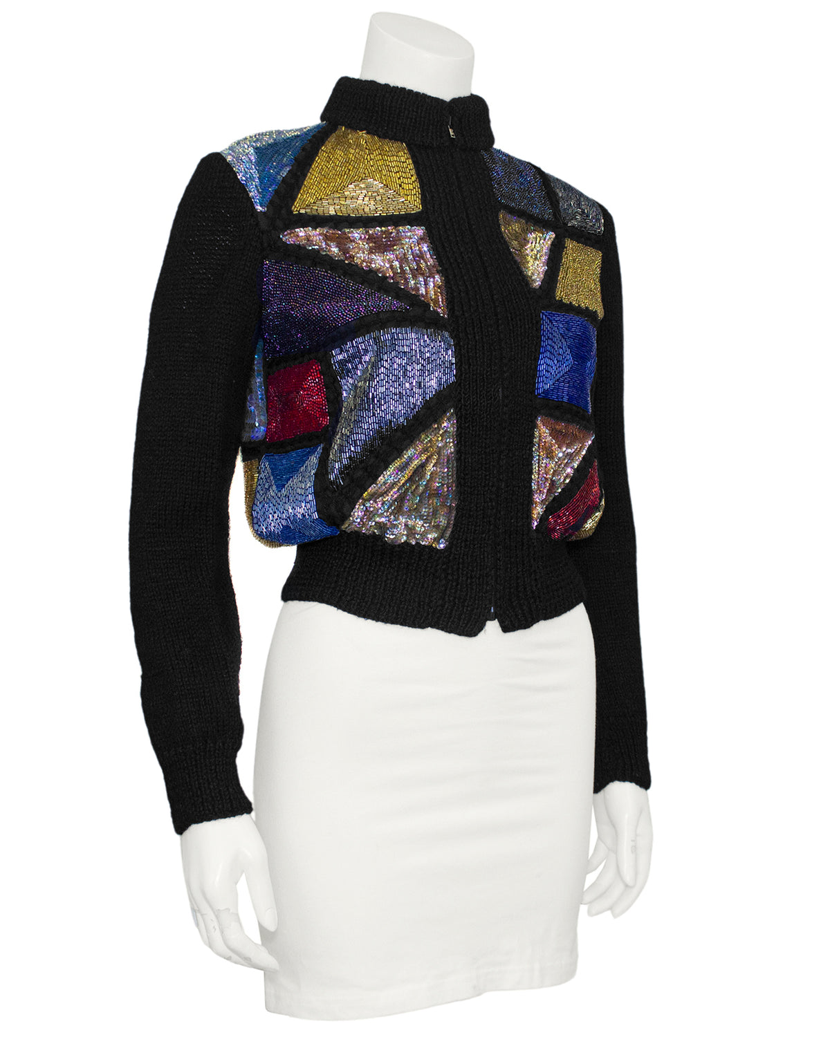 Multi Colour Sequin Stained Glass Window Patchwork Sweater – Vintage ...