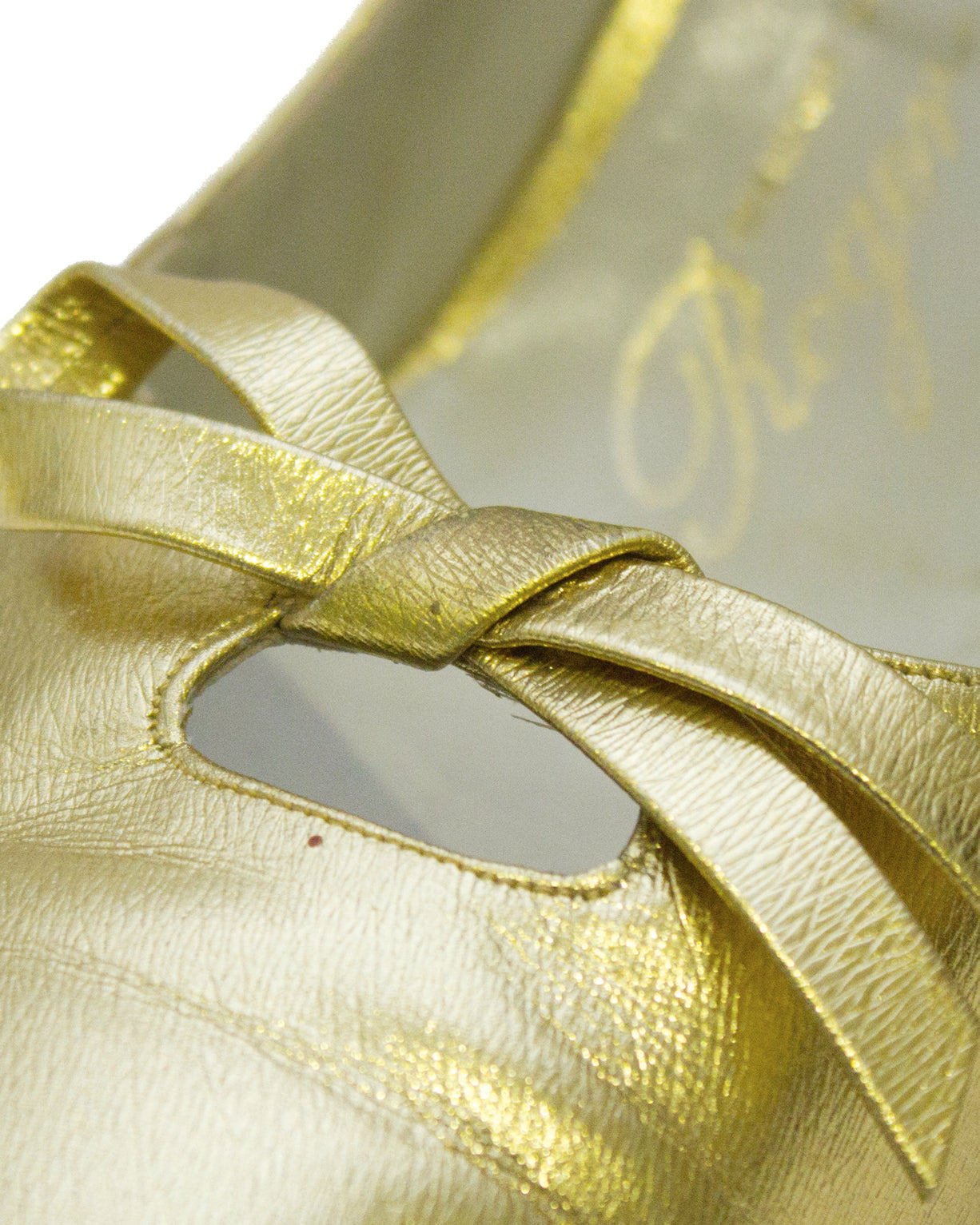 Gold Leather Slingbacks – Vintage Couture